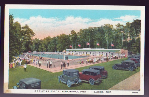 BASCOM OHIO Crystal Pool Meadowbrook Park Old Cars Postcard | eBay