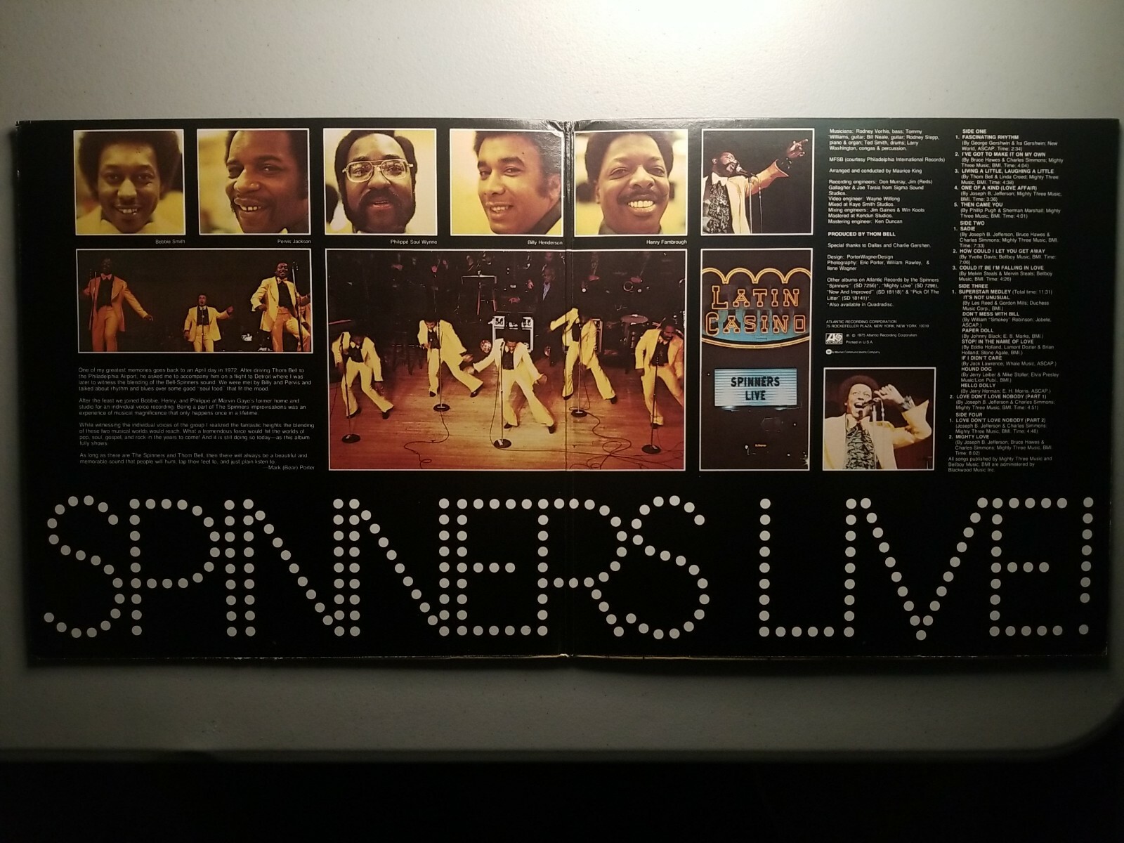 SPINNERS LIVE! / 2 Record Set / 1975 Atlantic Records SD 2-910 / near ...