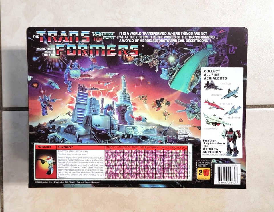 TRANSFORMERS G1 CARDED AERIALBOTS US SELLER MOSC RARE SET! SUPERION ...