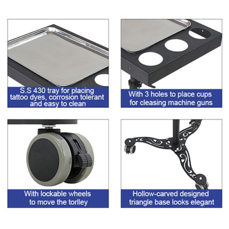 TATARTIST Adjustable tattoo rolling tray beauty salon tattoo tray stand ...