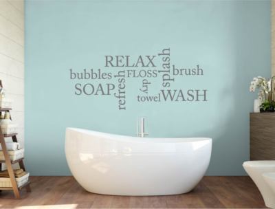 Bathroom Words Wall Sticker | Bathroom Wall Decals | Bathroom Wall Art ...