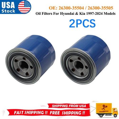 2PCS Engine Oil Filters for Hyundai Kia 2630035505 2630035503 ...