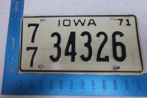 Iowa License Plate Tag 1971 71 IA 77 34326 | eBay