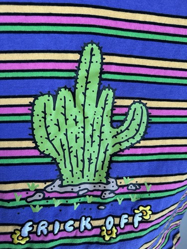 Xs Y2K Frick Off Cropped Striped Cactus Top | eBay