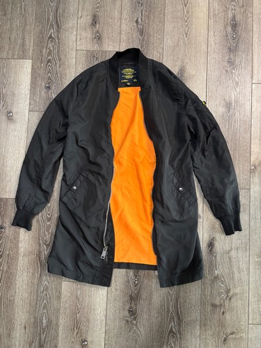 Alpha Industries MA-1 Black With Orange Lining Flight Bomber Jacket ...