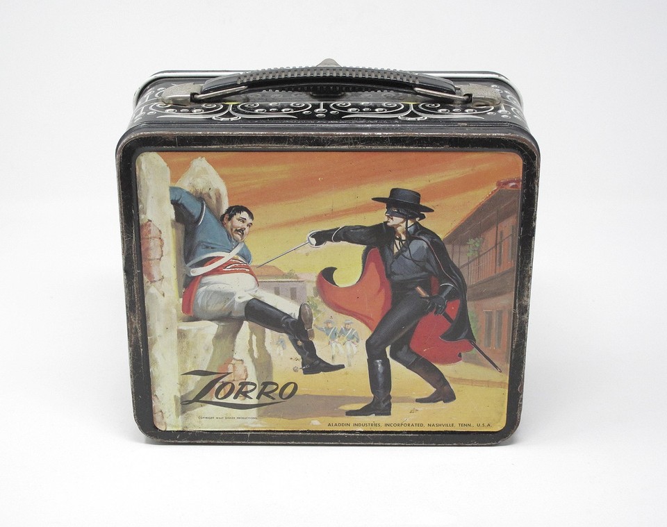 RARE Vintage 1958 Aladdin Industries Walt Disney ZORRO Metal Lunch Box ...