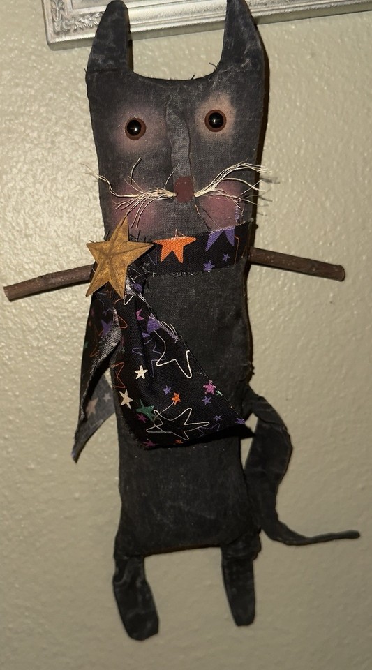 Primitive Black Cat fall Halloween hang or sit in a basket | eBay