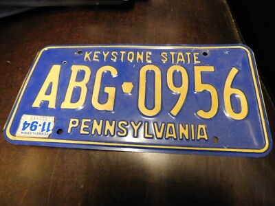 Pennsylvania License Plate Expired Tag PA # ABG 0956 | eBay