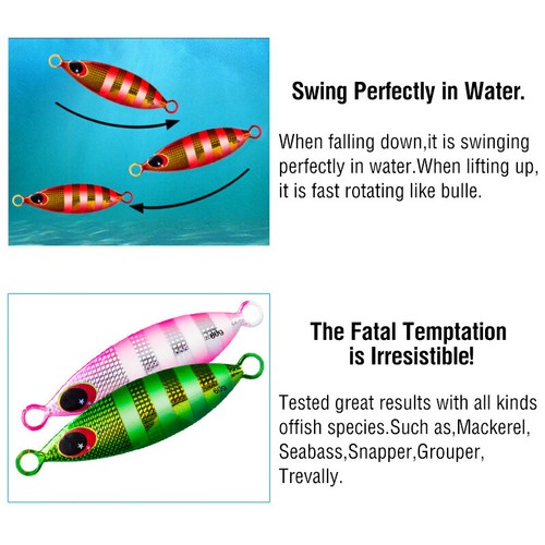 6PCS Slow Fall Pitch Lead Metal Flat Jigging Fishing Lure Long Casting ...
