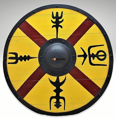 Viking Round Shield Handmade Unique antique Design Wooden 24 inch ...