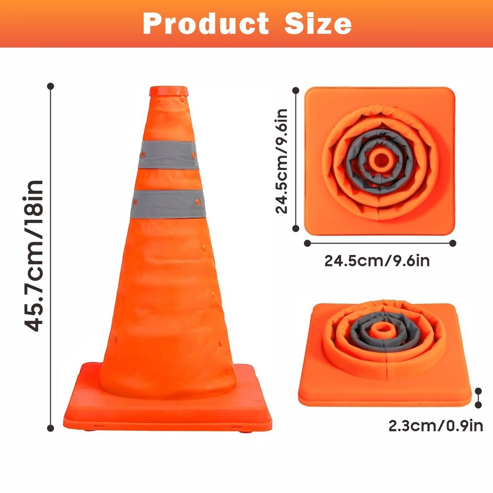 Traffic Safety Cones and Retractable Barrier Pack Road Orange Cone ...