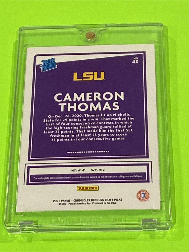 🎆Cameron Thomas Rated Rookie Card Donruss LSU Brooklyn Nets LG NBA 💨 | eBay