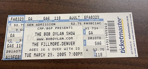BOB DYLAN/MERLE HAGGARD RARE CONCERT TICKET STUB DENVER, CO 03/29/2005 ...