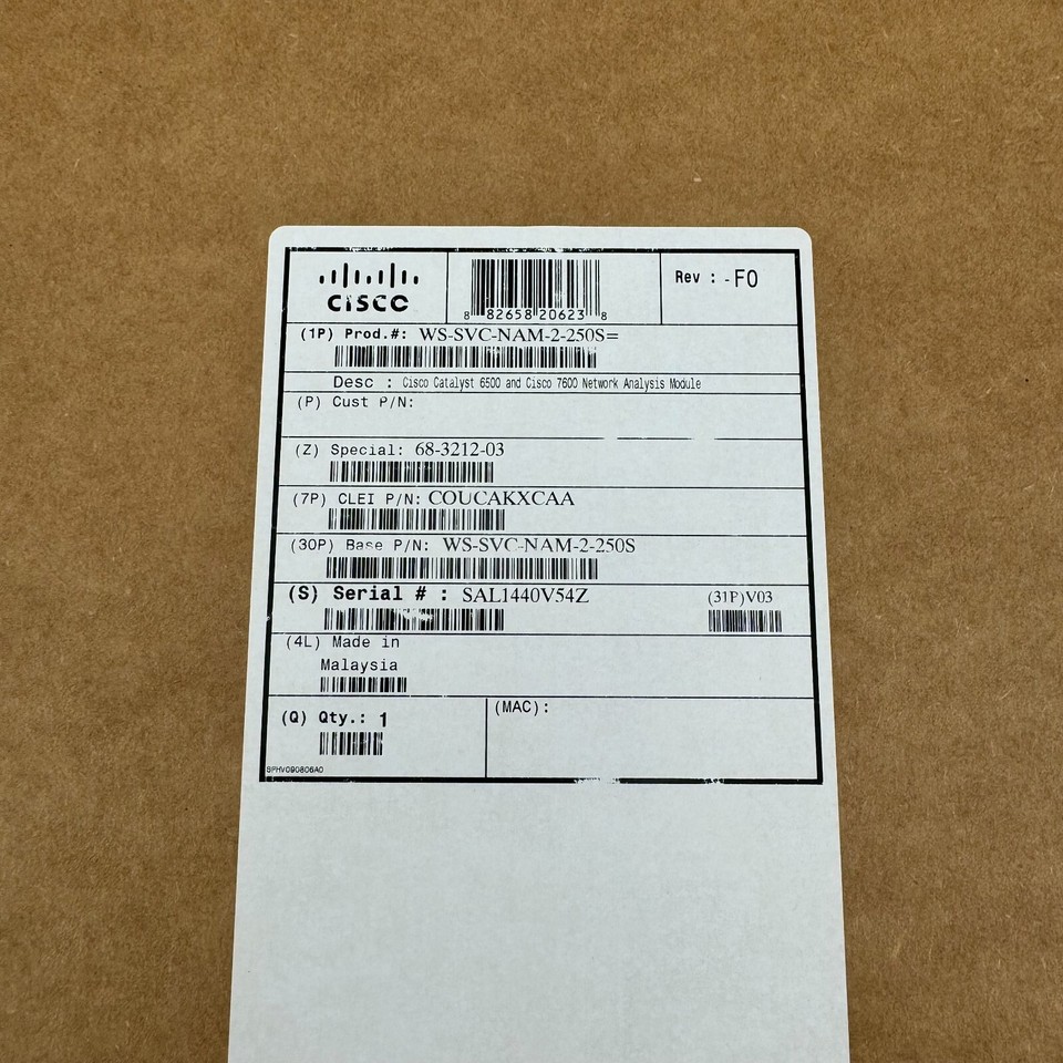 Cisco WS-SVC-NAM-2-250S Catalyst 6500 and Cisco 7600 Network Analysis ...