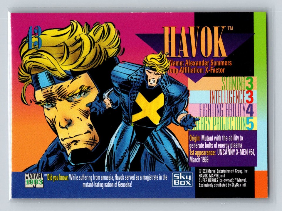 1993 SkyBox Marvel Universe #43 Havok | eBay