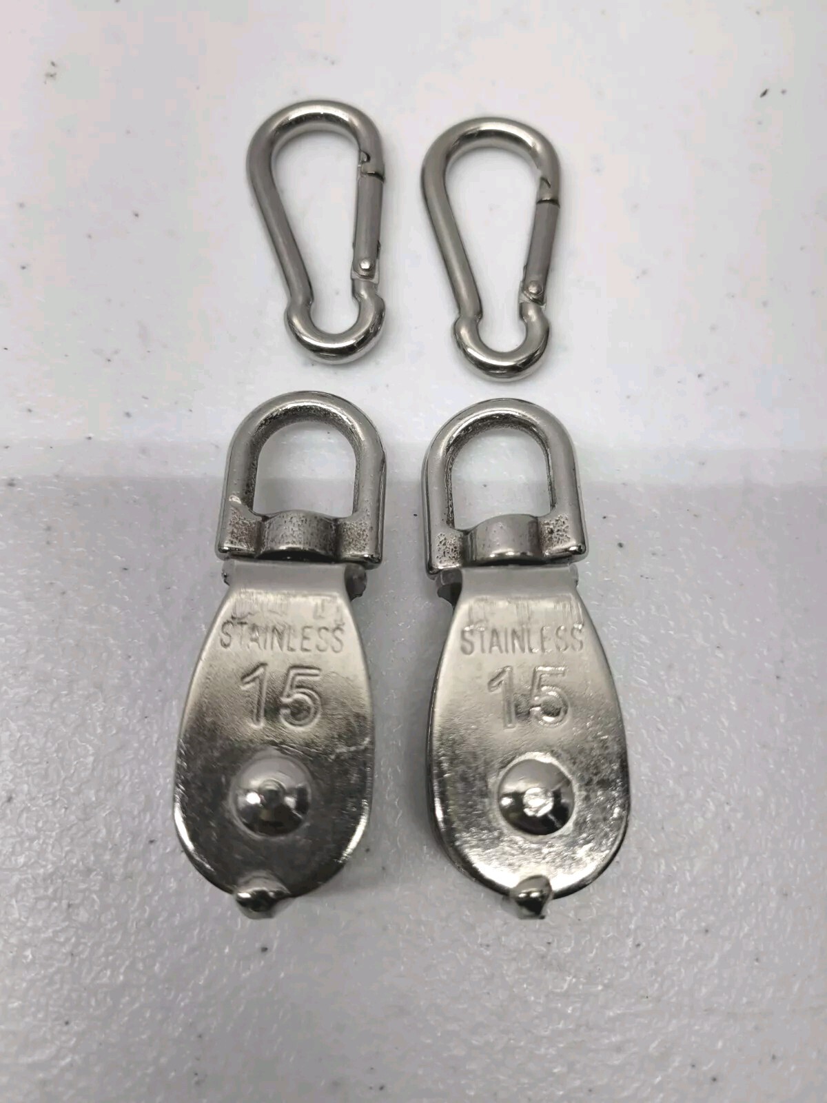2 Pcs M15 Single Lifting Pulley Stainless Steel w/ Metal Spring Hook | eBay