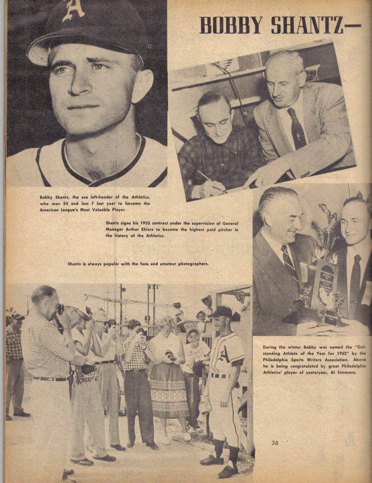 1953 Philadelphia Athletics Baseball Yearbook, Bobby Shantz Ferris Fain ...