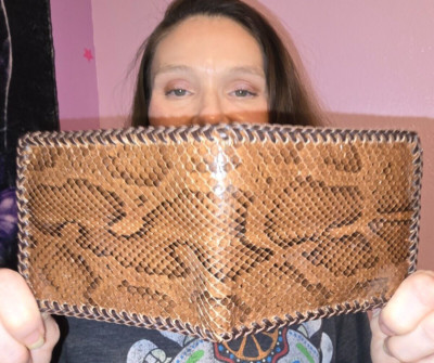 Brown PYTHON SKIN Wallet bi-Fold Men Billfold Original Slim NEW ...