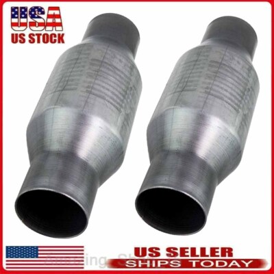 2PCS 410250 2.5" Universal High Flow Performance Catalytic Converter ...