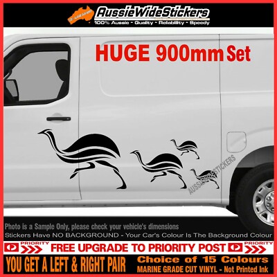 Huge 900mm Aussie Emu Sticker Set Custom Caravan Motorhome RV Campervan ...