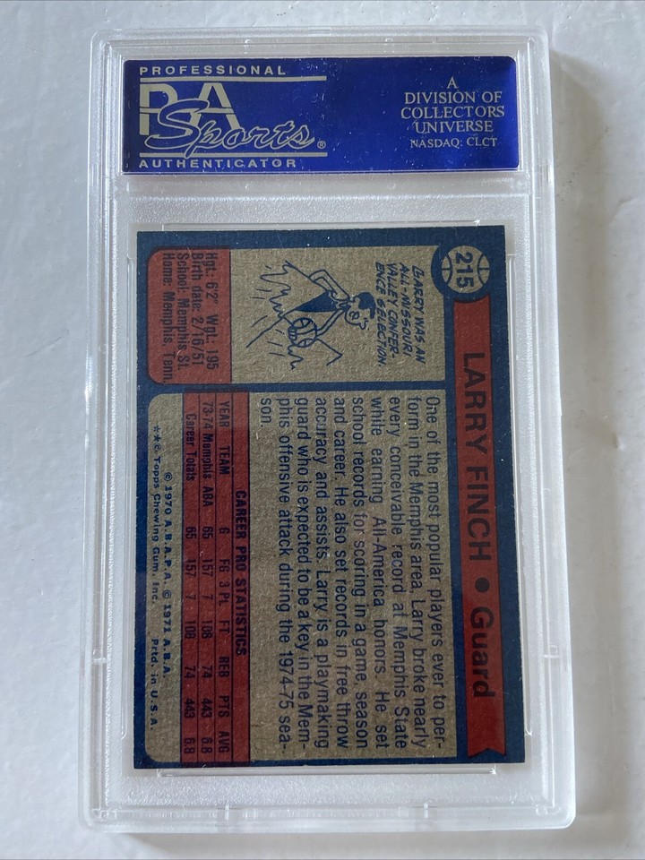 1974 Topps Basketball Larry Finch #215 PSA NM-MT 8 | eBay