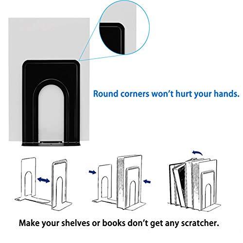 Heavy Duty Non-Skid Metal Book Ends 4 Pairs Book Holders for Office ...