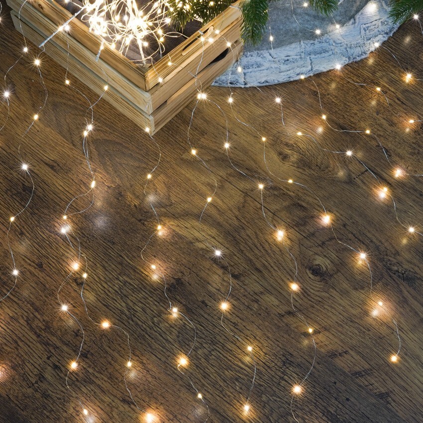 White Wire Christmas Light Strings 200 LEDs 20m Christmas Garden