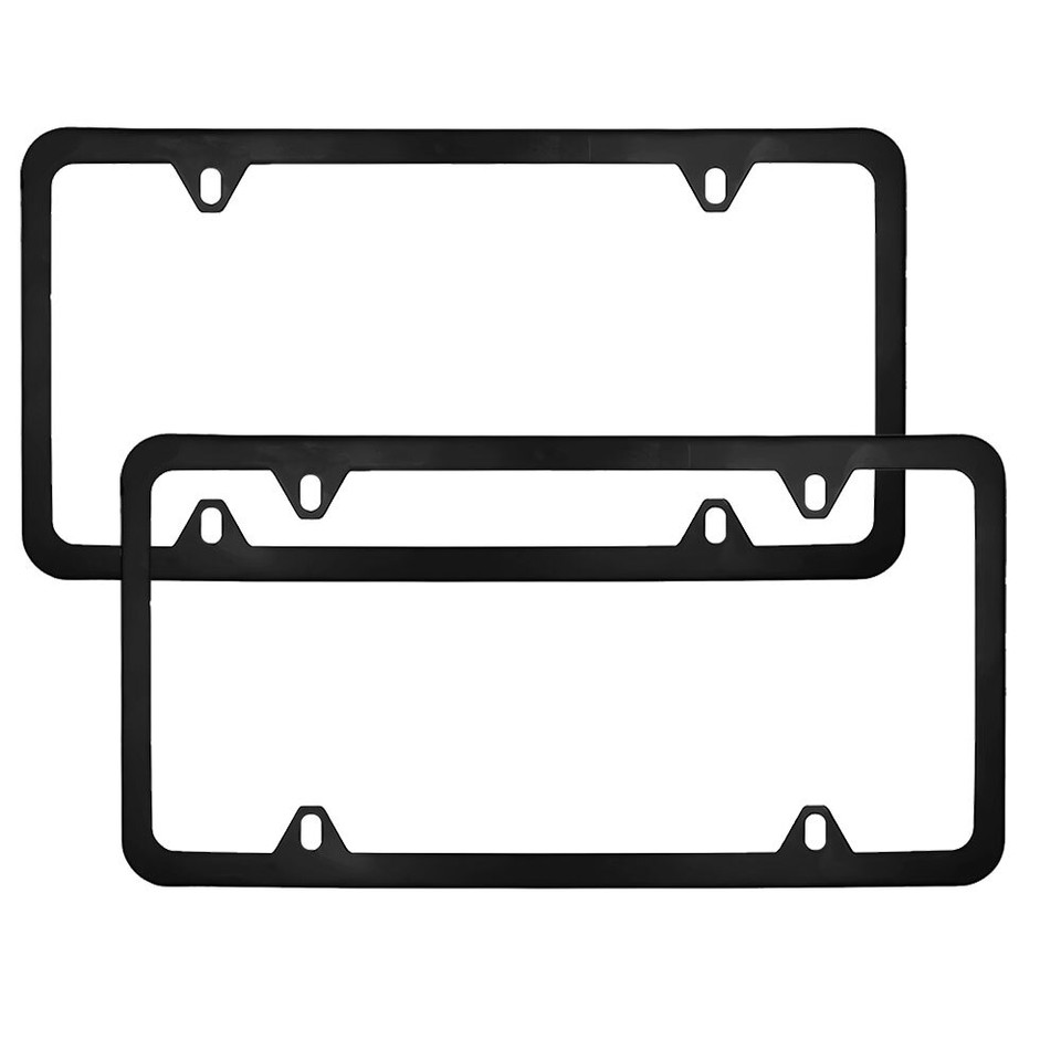 2Pcs Black Stainless Steel Metal License Plate Frame Tag Cover With ...