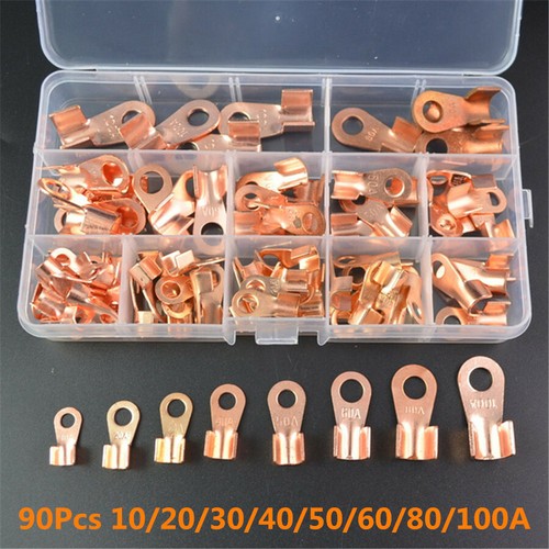 90 Pcs/Box Copper Battery Cable Connector Terminal Open Lugs Wire ...