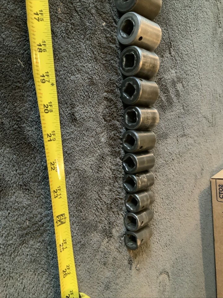 Snap On 1/2” Drive Shallow Impact Socket Set, Sae, 6pt, 18pc, Descri ...