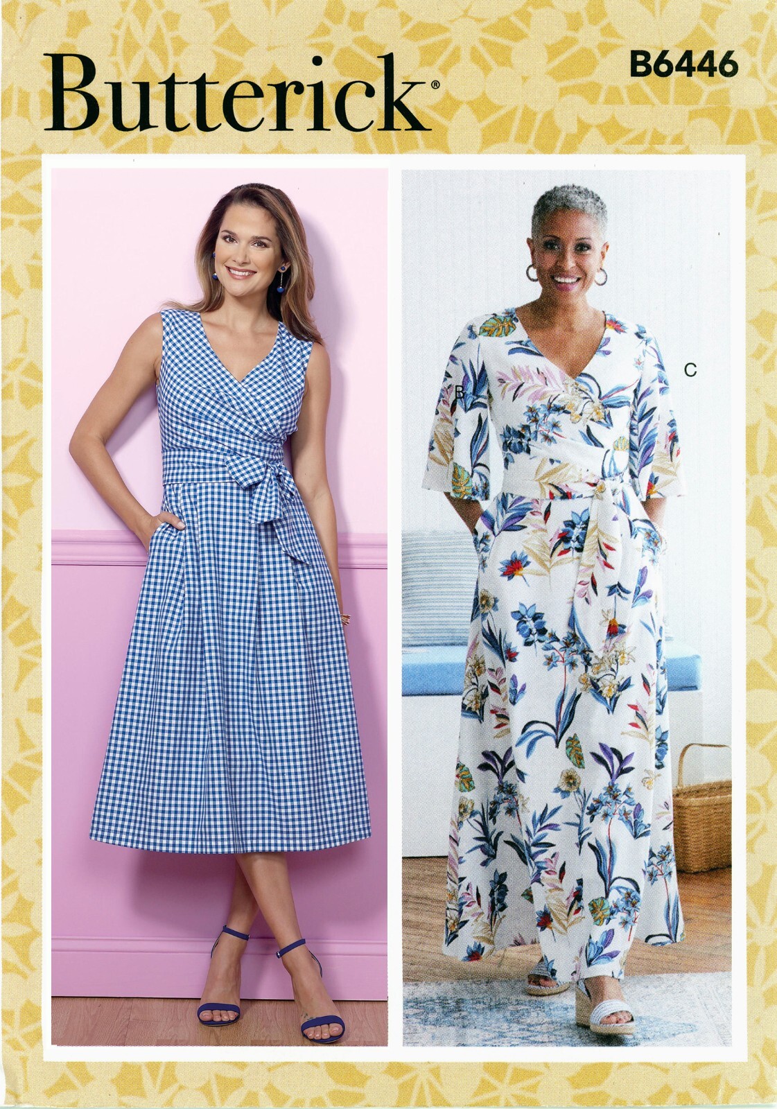 BUTTERICK SEWING PATTERN 6446 MISSES 14-22 EASY PLEATED WRAP DRESS ...