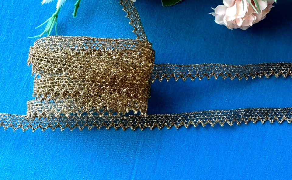 3/8-inch-wide metallic gold color lace trim ribbon price per yard | eBay