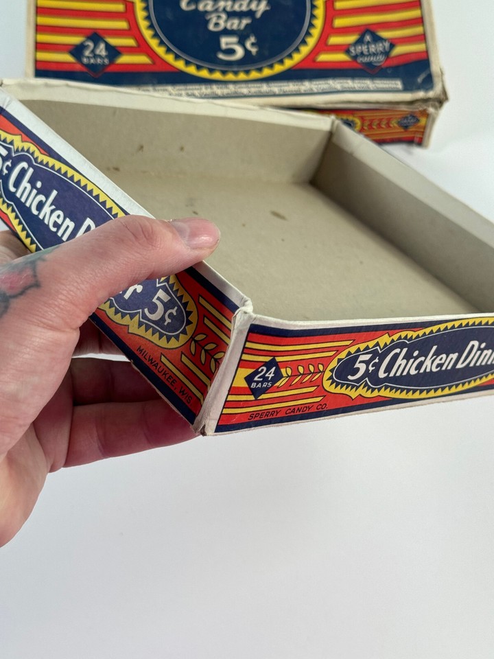 RARE 1920's Original Chicken Dinner Candy Bar 5 cent BOX nice see pics ...