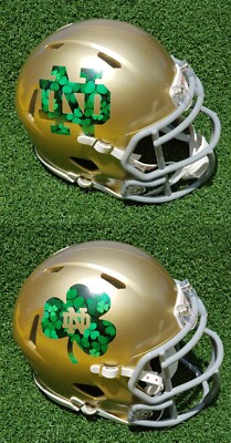 NOTRE DAME FIGHTING IRISH SHAMROCK PATTERN LOGOS MINI FOOTBALL HELMET ...
