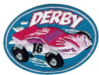 Girl POWDER PUFF DERBY car Fun Patches Crests Badges SCOUT GUIDE race ...