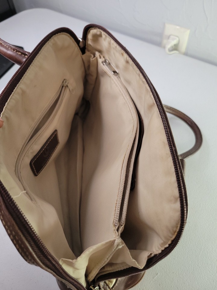 Carry Land tan/beige and br CL logo handbag purse. All zippers work! | eBay