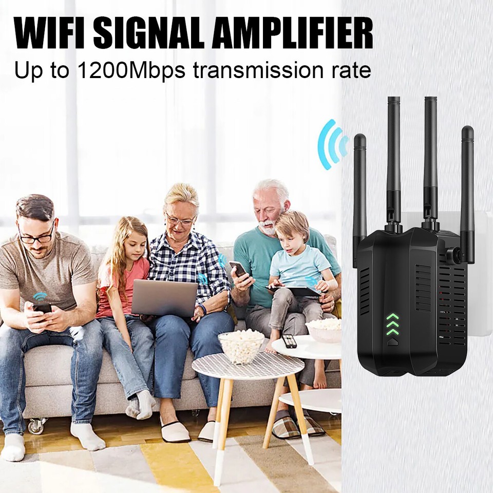 1200Mbps 2.4G&5GHz WiFi Signal Amplifier Extender Range Repeater ...