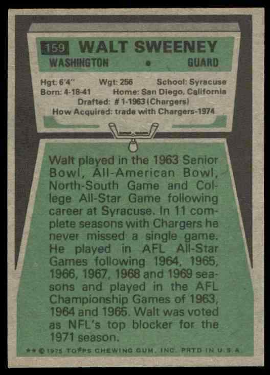 1975 Topps Walt Sweeney Washington Redskins #159 | eBay
