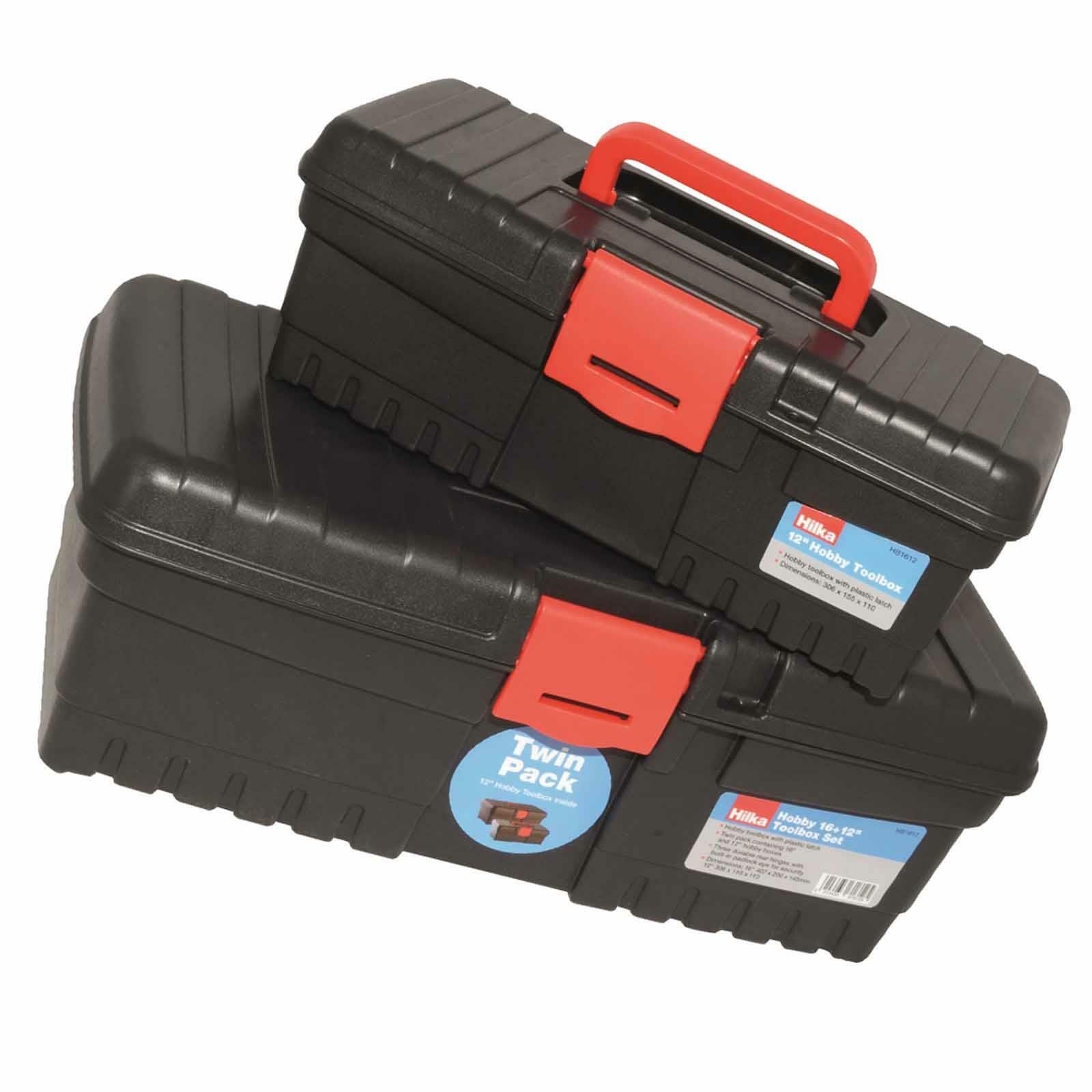 Hilka 2pc Hobby Tool Box 16" + 12" Storage Carry Case Handle Latch Art ...