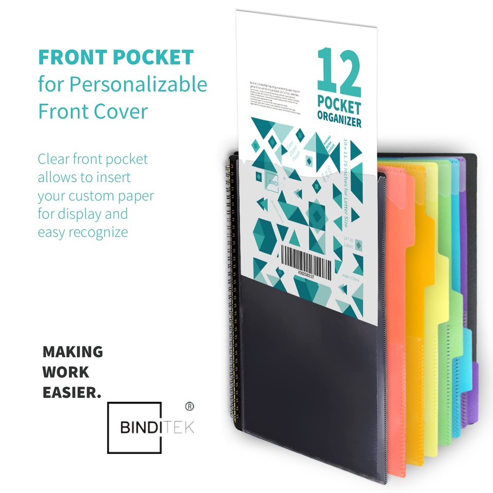 2 Pack12 Pocket Poly Project Organizer with 6 Dividers, Folder ...