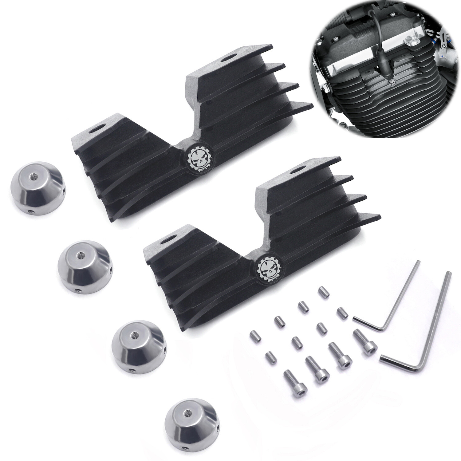 2004-Up Harley-Davidson Sportster XL Black Finned Headbolt Bridge Spark ...