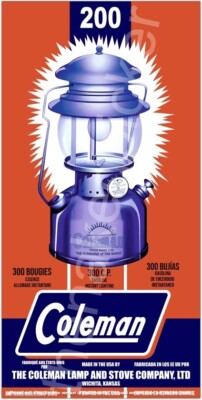 COLEMAN 200/200A USA LANTERN BOX REPLACEMENT FRONT PANEL DECAL LABEL ...