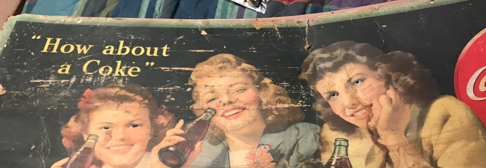 Rare 1944 Coca Cola "How About A Coke" Cardboard Sign 56" x 27" | eBay
