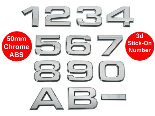 50mm NUMBERS ABS CHROME STICK ON NUMBER for LETTERBOX HOUSE DOOR | eBay ...