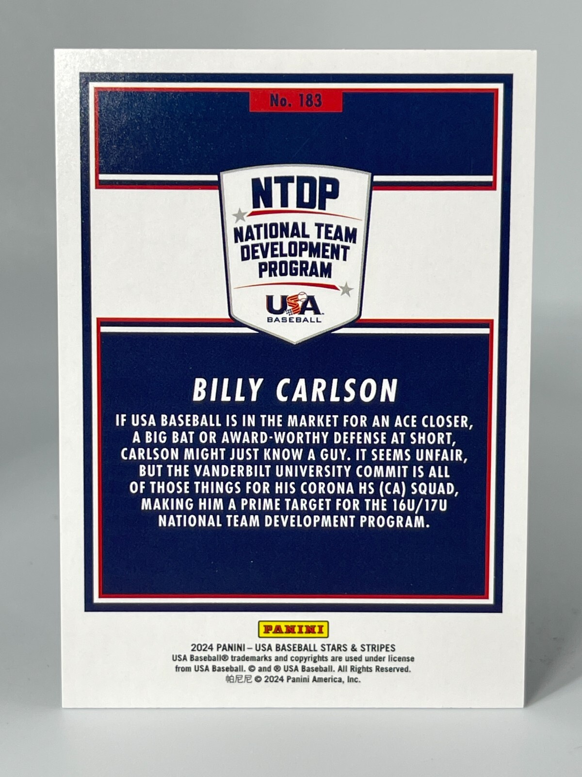 2024 Panini Stars and Stripes - Opening Day #183 Billy Carlson (RC) for sale online | eBay