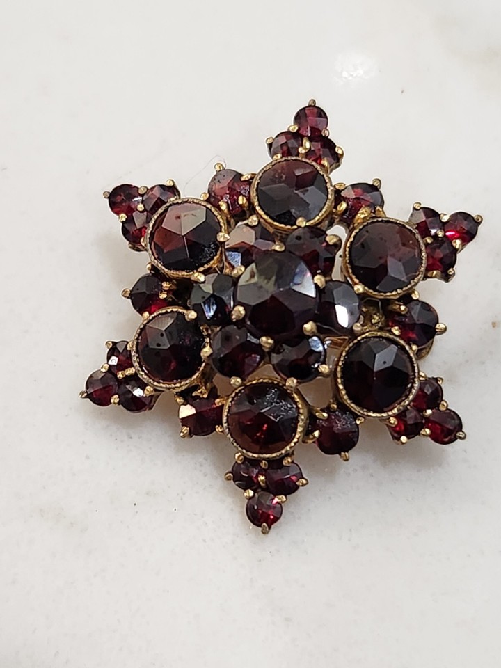 Antique/Vintage Red Garnet Star Signed Germany Brooch Pin | eBay
