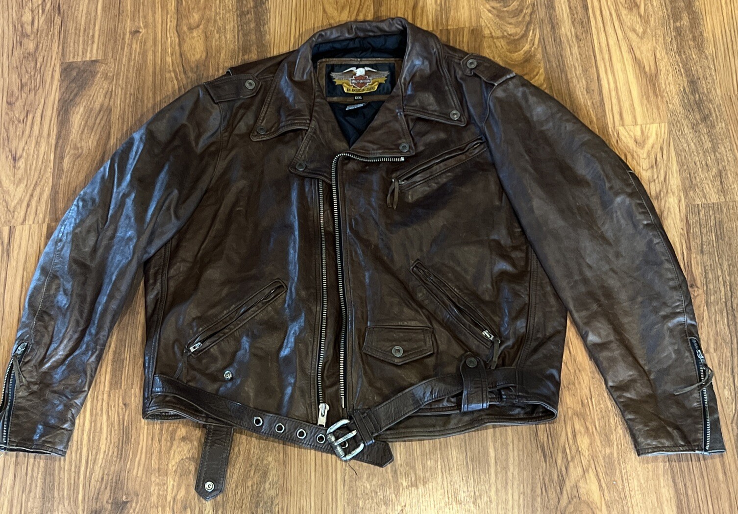 Official Harley Davidson Men's Brown Leather Jacket 3… - Gem