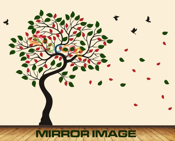 Wall Decor Decal Sticker Removable vinyl large Dancing Tree Birds 68 ...