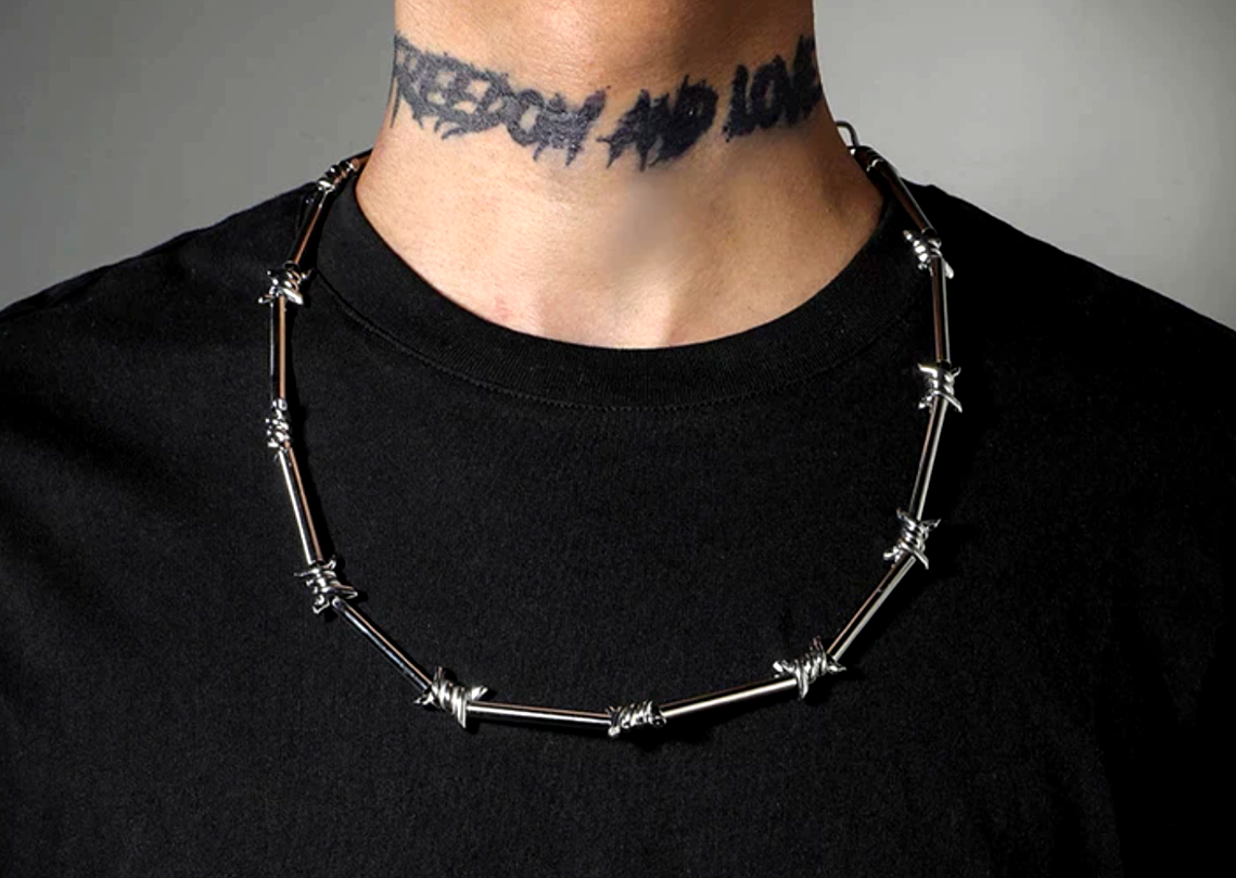 Punk Rock Emo Goth Silver Barbed Wire Chain Necklace or Pant Chain - 29 ...