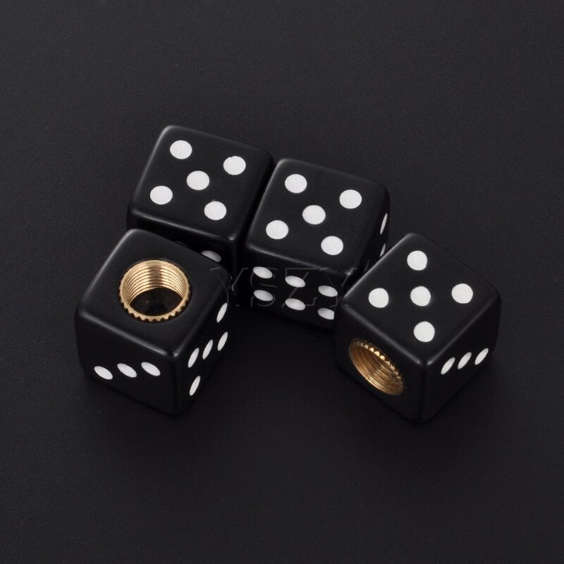 4x Dice-Shape Valve Stem Air Tire Cap Cover Universal Colored Die Car ...